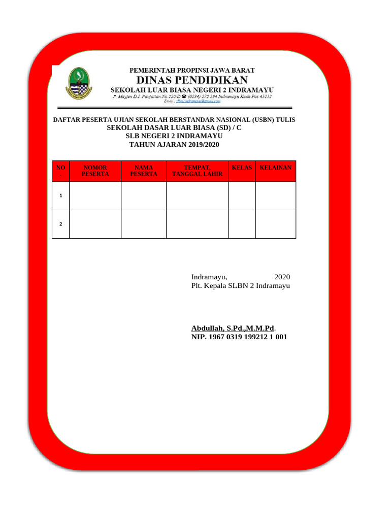 LABEL DAFTAR PESERTA UJIAN- | PDF
