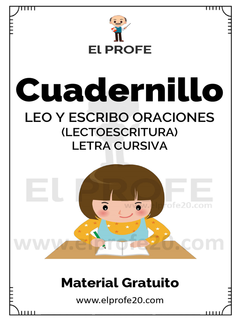 Cuadernillo Leo y Escribo Oraciones Lectoescritura en Cursiva Elprofe20 ...
