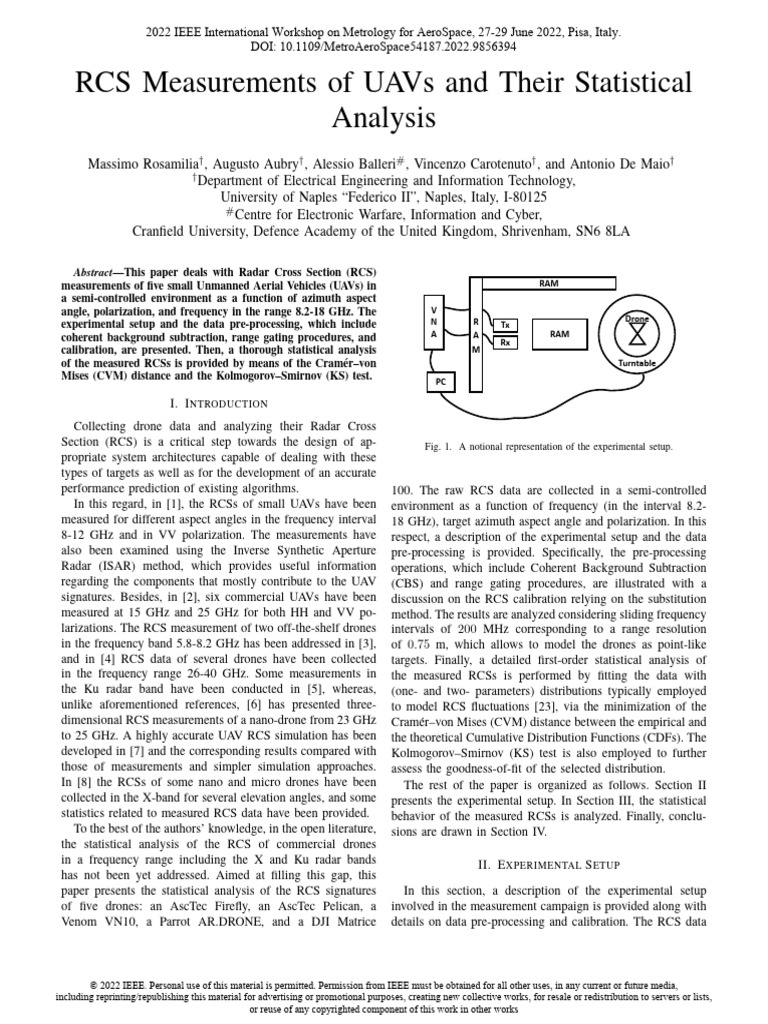 UAV RCS Measurement and Analysis | PDF | Radar | Standard Deviation
