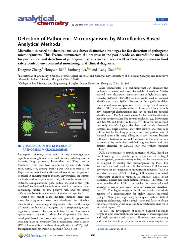 Zhang Et Al. - 2018 - Detection of Pathogenic Microorganisms by Microfluidics Based Analytical ...