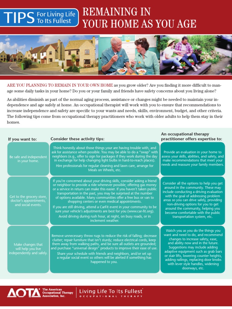 Aging - Remaining in Your Home As You Age | PDF | Occupational Therapy ...