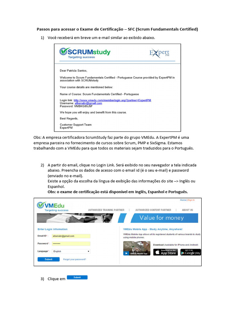 Passos para Acessar o Exame SFC | PDF