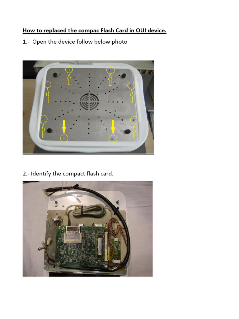 How to replaced the compac Flash Card in OUI device | PDF