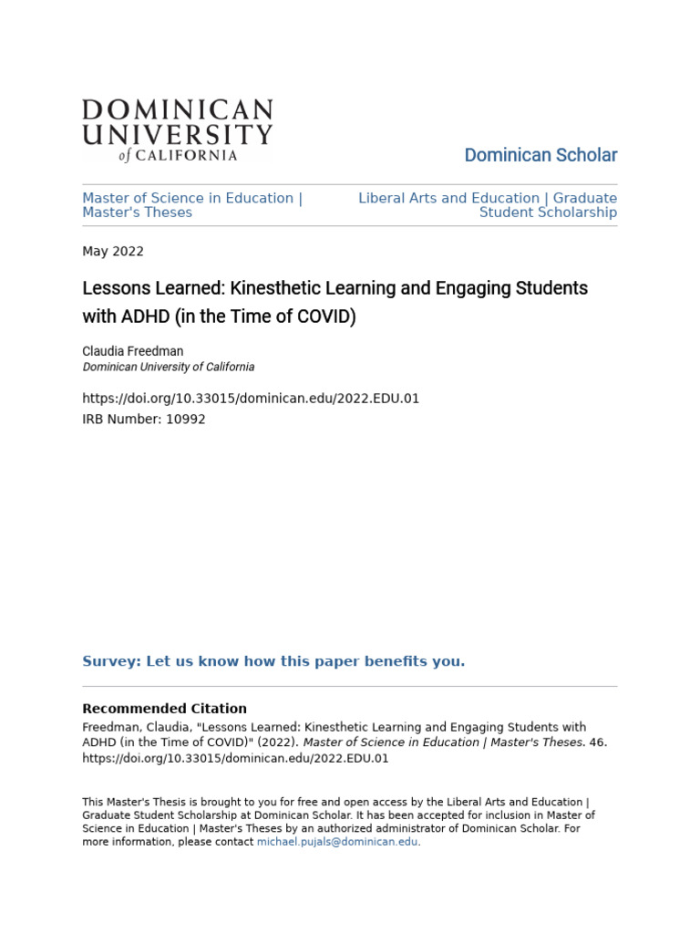 Lessons Learned - Kinesthetic Learning and Engaging Students With | PDF ...