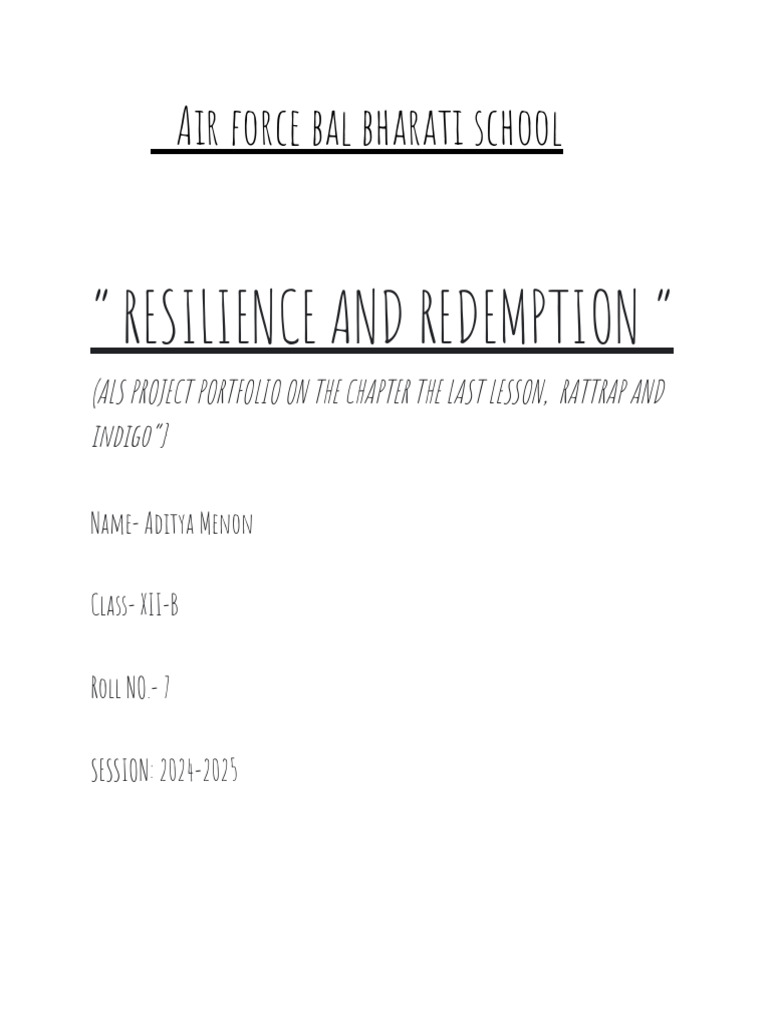 Final Asl - Resilience and Redemption - by Aditya Menon | PDF ...