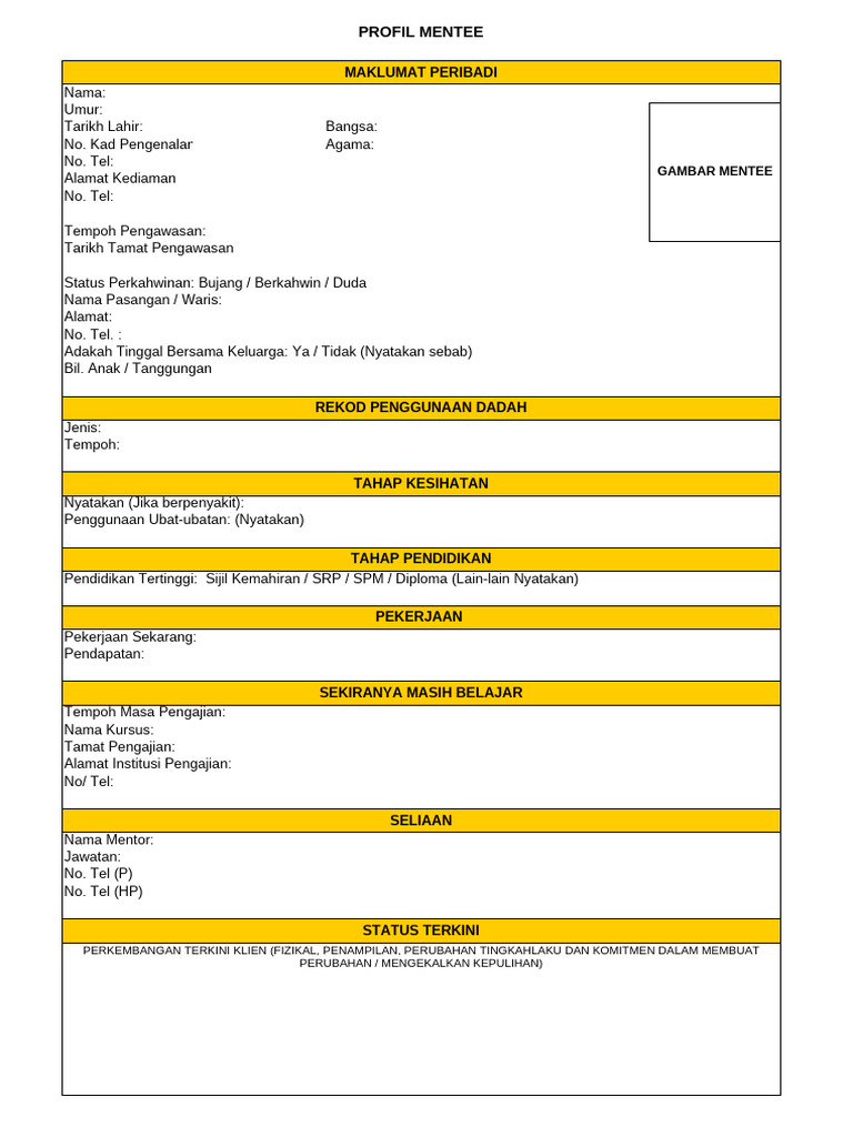 Format Profiling & Masterlisting Mentor Mentee | PDF