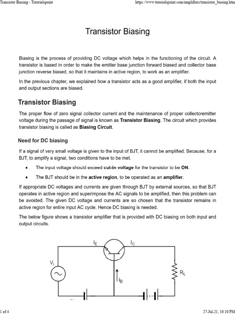 Transistor Biasing | PDF