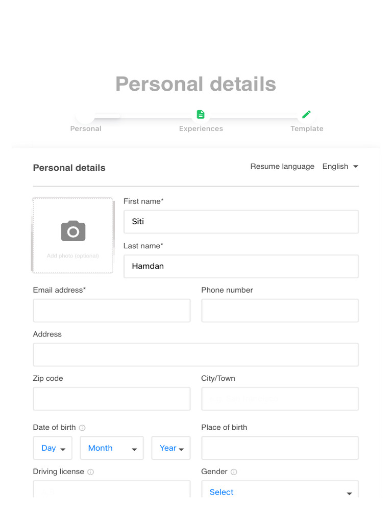 Personal Details | PDF