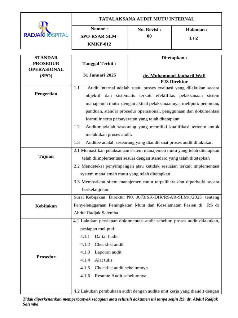 012. TATALAKSANA AUDIT MUTU INTERNAL | PDF