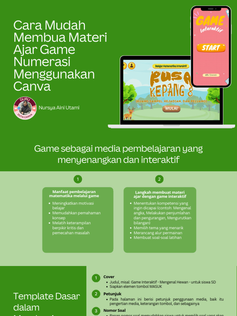 Cara Mudah Membua Materi Ajar Game Numerasi Menggunakan Canva | PDF