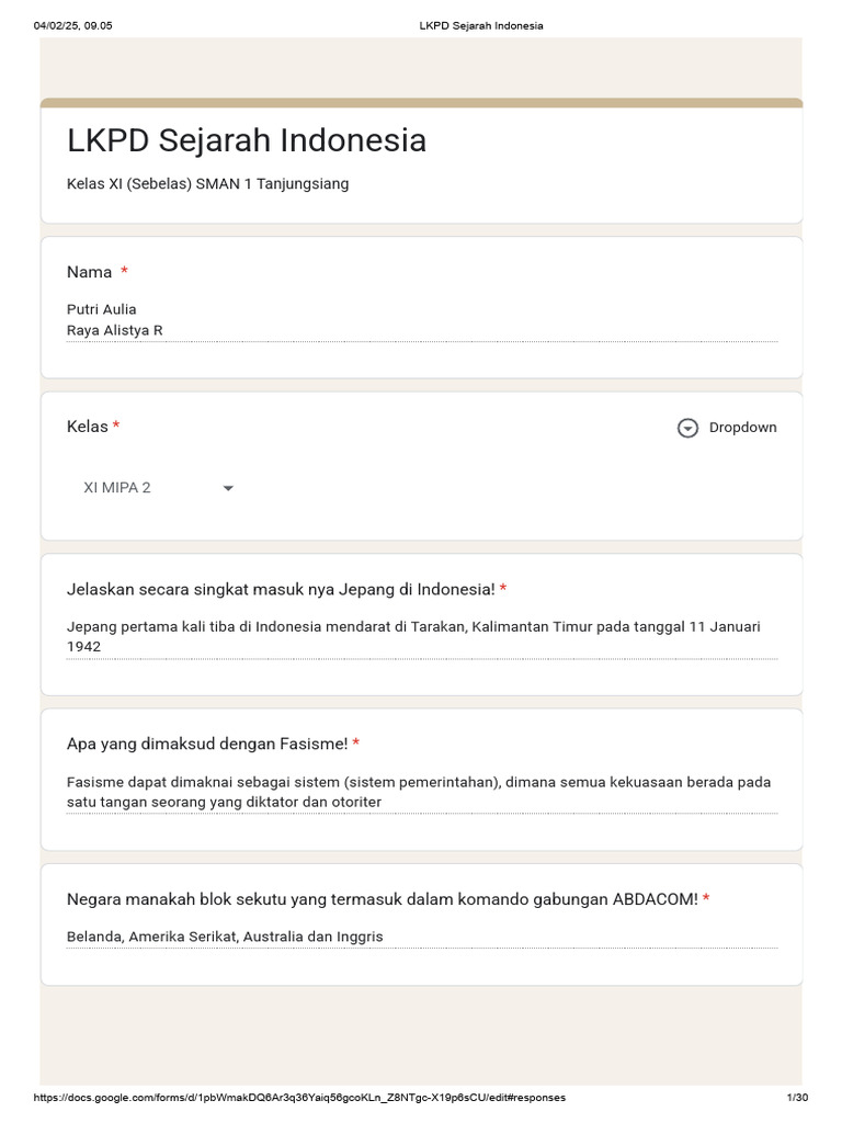 LKPD Sejarah Indonesia - XI MIPA 2 | PDF