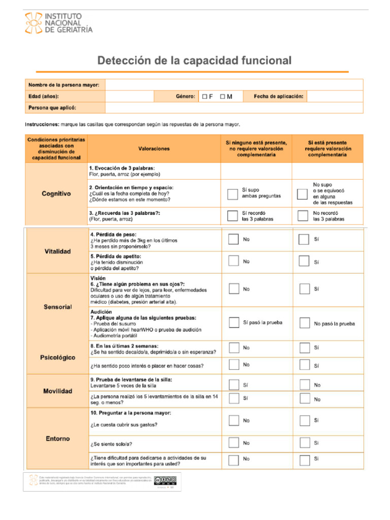 Cuestionario Tamizaje Icope | PDF