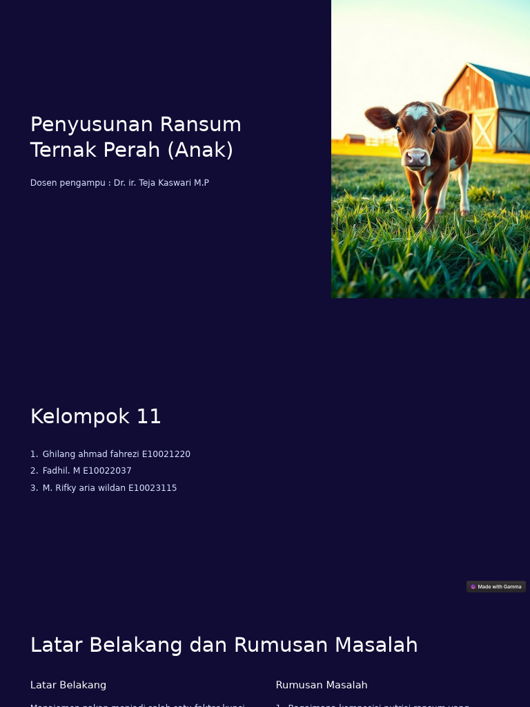 Penyusunan Ransum Ternak Perah Anak | PDF