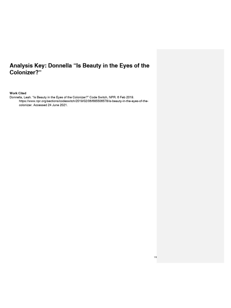 Donnella Is Beauty in The Eyes of The Colonizer | PDF | Rhetoric | Race ...