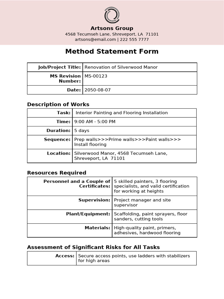 Method-Statement-Form-Template | PDF