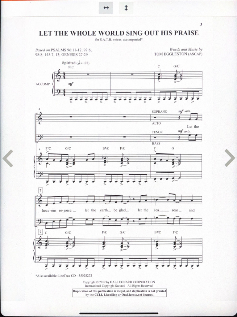 Let The Whole World Sing Out His Praise | PDF