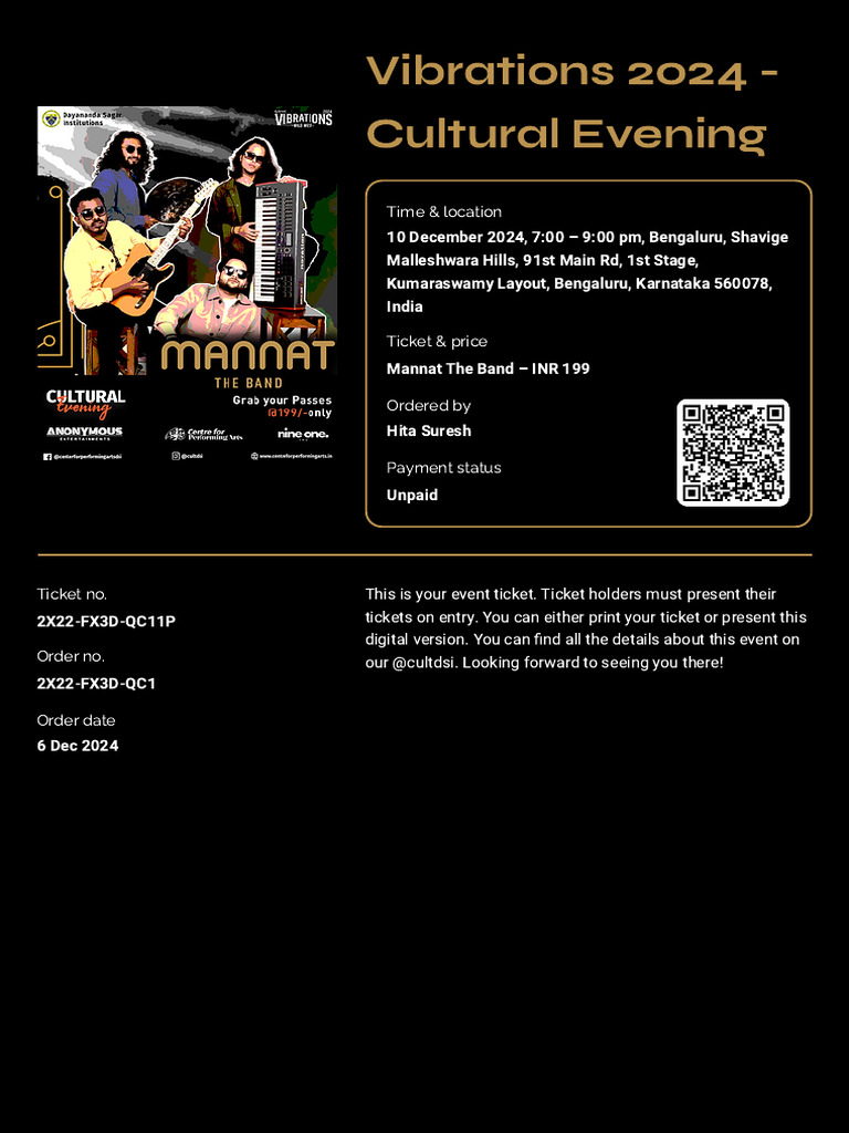 Vibrations 2024 Cultural Evening Ticket | PDF