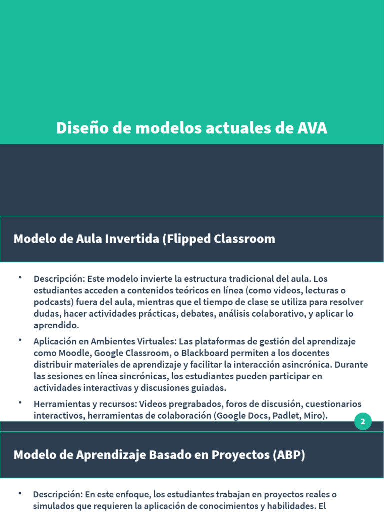 Diseño de Modelos Actuales de AVA | PDF | Moodle | Aprendizaje