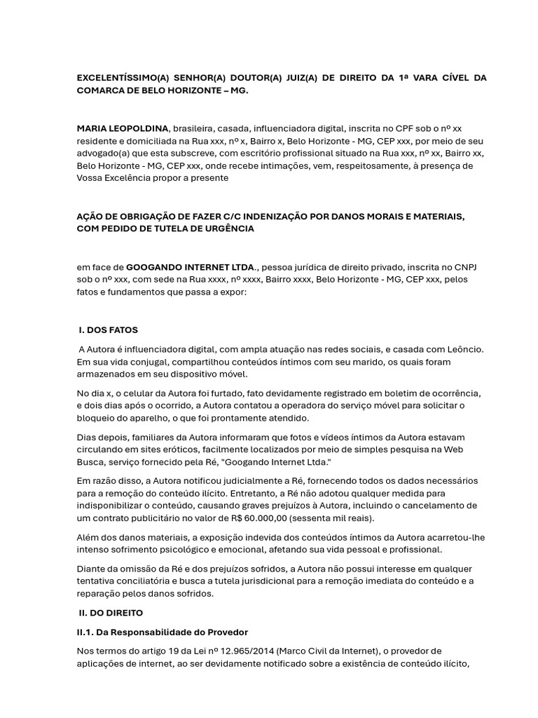 Annotated Peti%c3%87ao Inicial | PDF | Réu | Indenização
