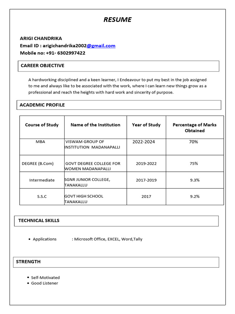 Chandrika Resume | PDF