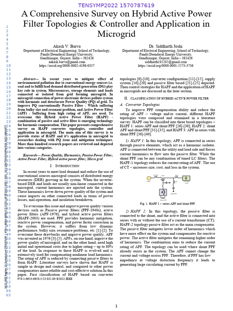 A Comprehensive Survey on Hybrid Active Power Filter Topologies Amp Controller and Application ...