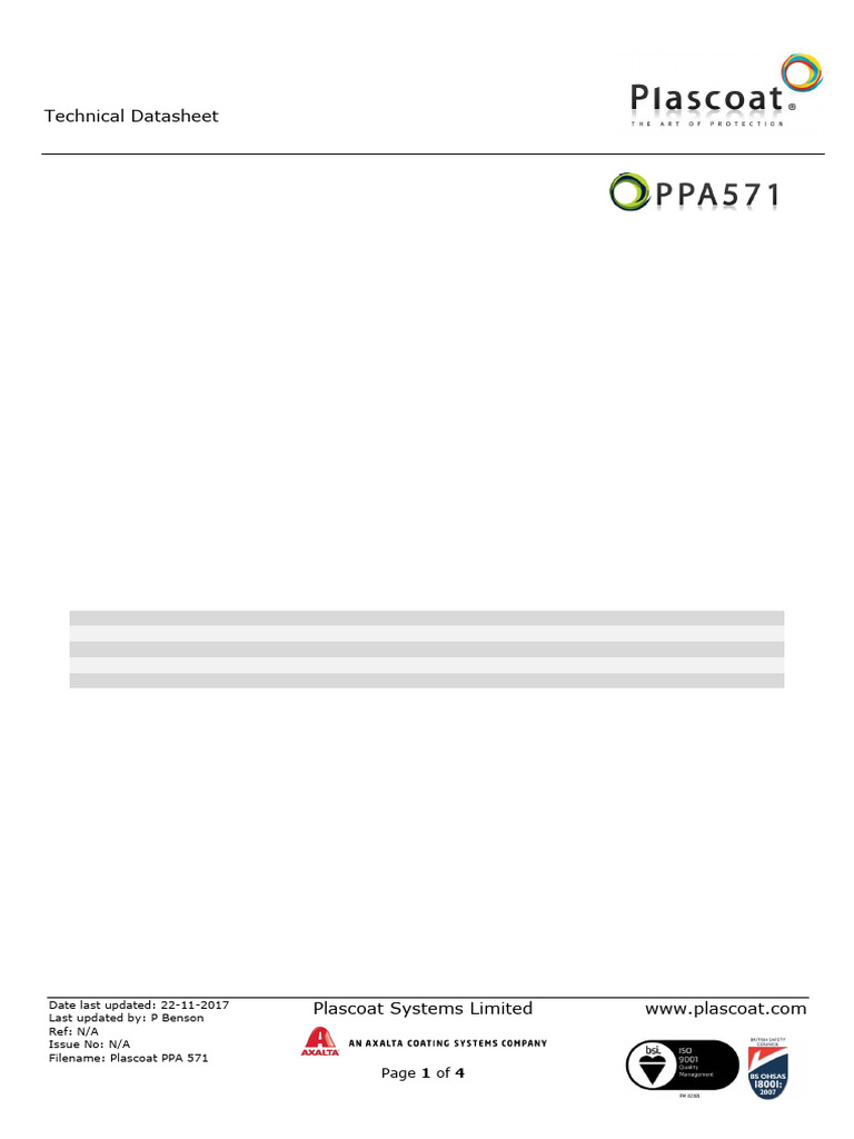 TDS Plascoat PPA 571 | PDF | Coating | Smoke