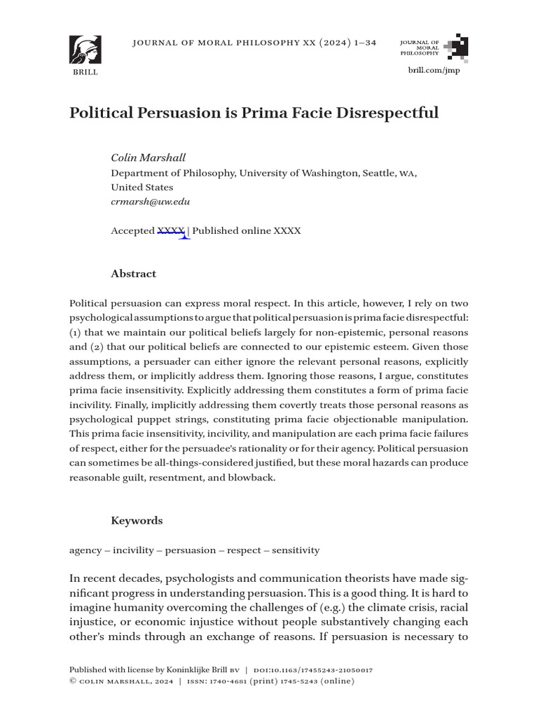 Political Persuasion and Disrespect | PDF | Epistemology | Rationality