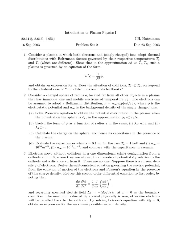 Set 2611 J 03 | PDF | Plasma (Physics) | Electron