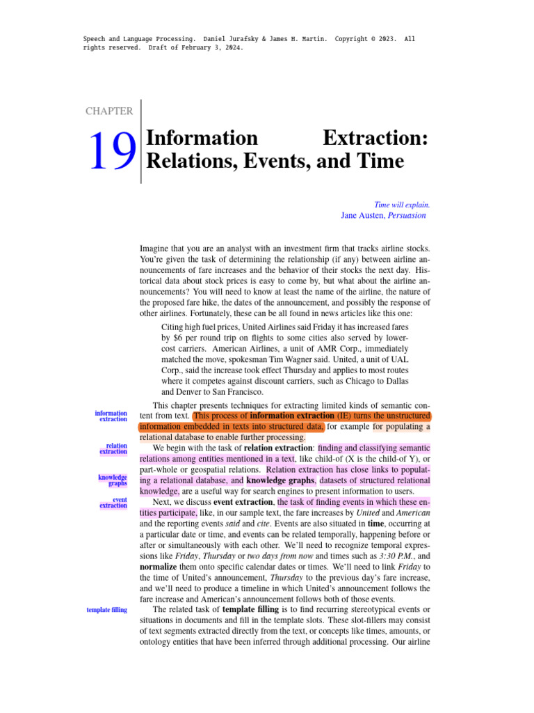 chapter19_IE,relations | PDF | Verb | Part Of Speech