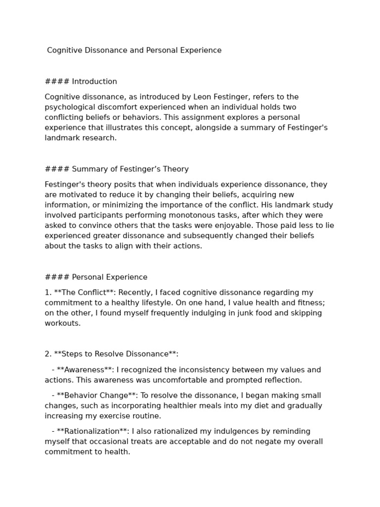 Cognitive Dissonance | PDF | Psychology | Psychological Concepts