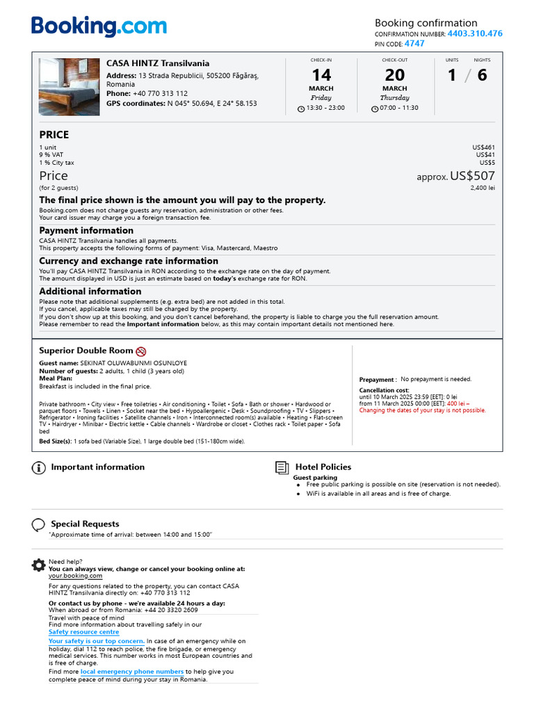 Romania Booking - Com - Confirmation | PDF | Payments | Visa Inc.