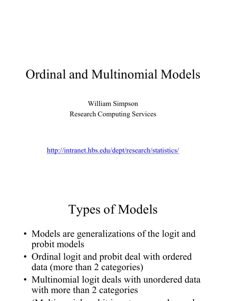 Ordinal and Multinomial Models | PDF | Logistic Regression | Regression ...