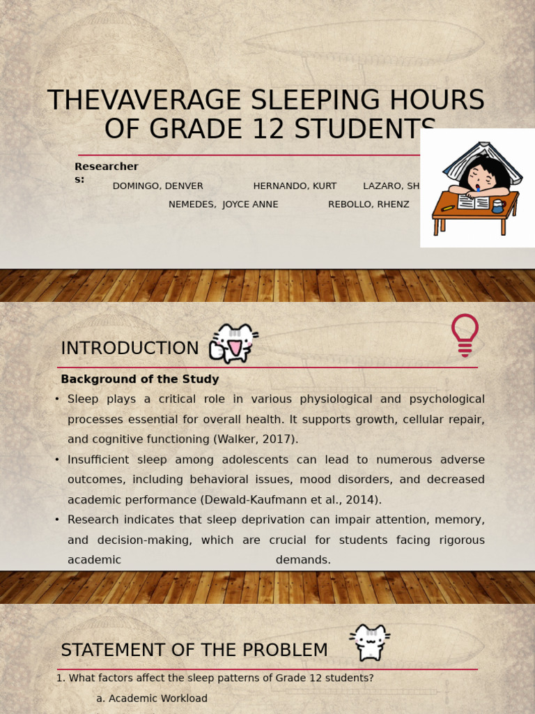 Research Grade 12 Average Sleeping Hours (FINAL) | PDF | Sleep | Sleep ...