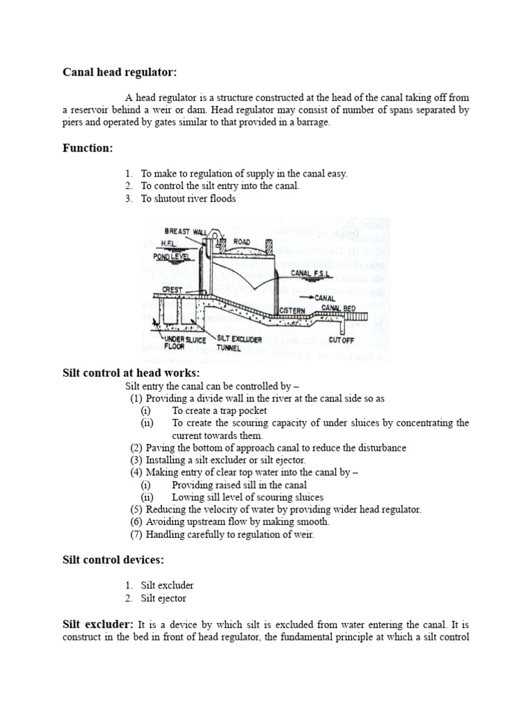 Canal Head Regulator & Silt Control | PDF | Canal | Environmental ...