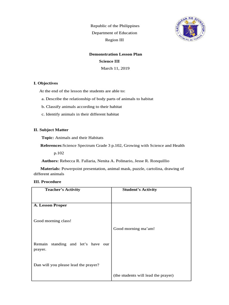 Science Lesson Plan: Animals & Habitats | PDF | Amphibian | Gill