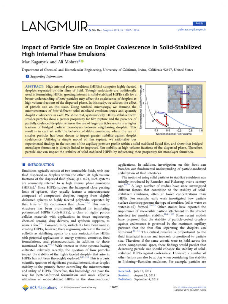 Impact of Particle Size On Droplet Coalescence in Solid-Stabilized ...