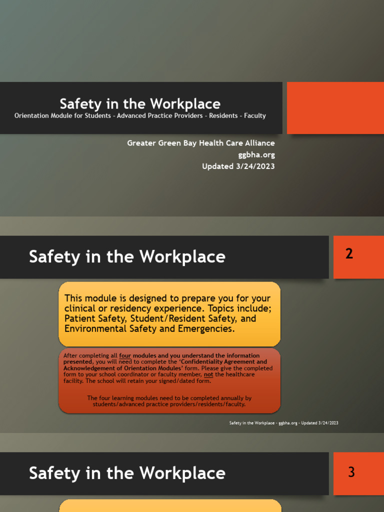 Safety in The Workplace Module 3-24-2023 1 | PDF | Patient Safety | Safety