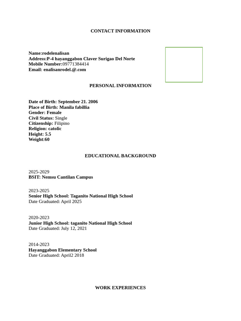 Domestic Resume Sample | PDF