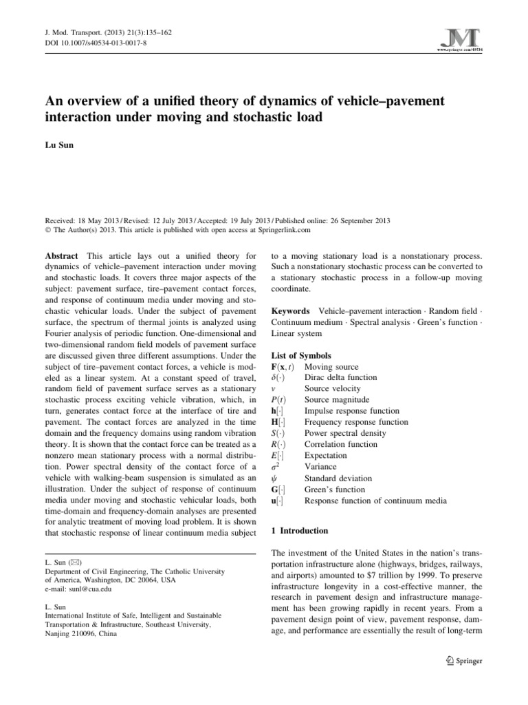 An Overview of A Unified Theory of Dynamics of Vehicle-Pavement ...
