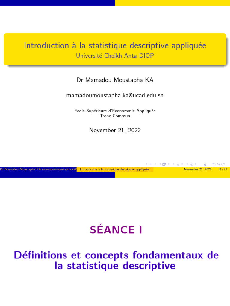 Introduction à la statistique descriptive | PDF | Statistiques | Méthodes de recherche