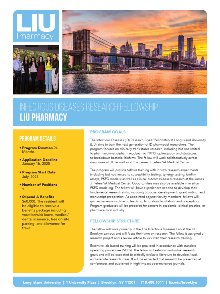 LIU ID Fellowship Program Brochure 1733866225 | PDF | Pharmacy | Health ...