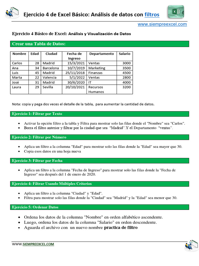 Ejercicio 4 Basico de Excel | PDF