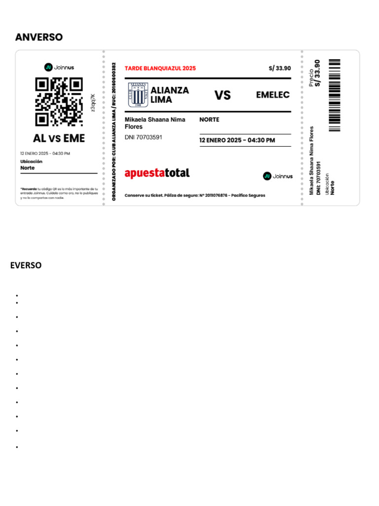 Reglas de Uso para Entradas Joinnus | PDF