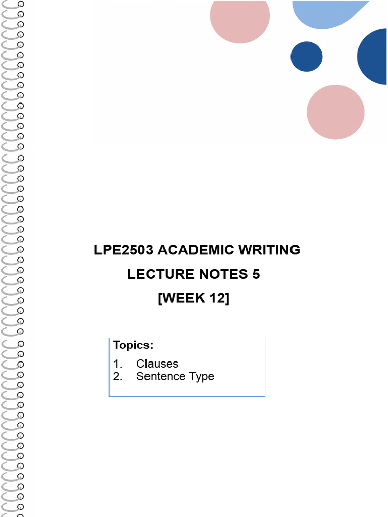 Academic Writing: Clauses & Sentences | PDF | Sentence (Linguistics ...