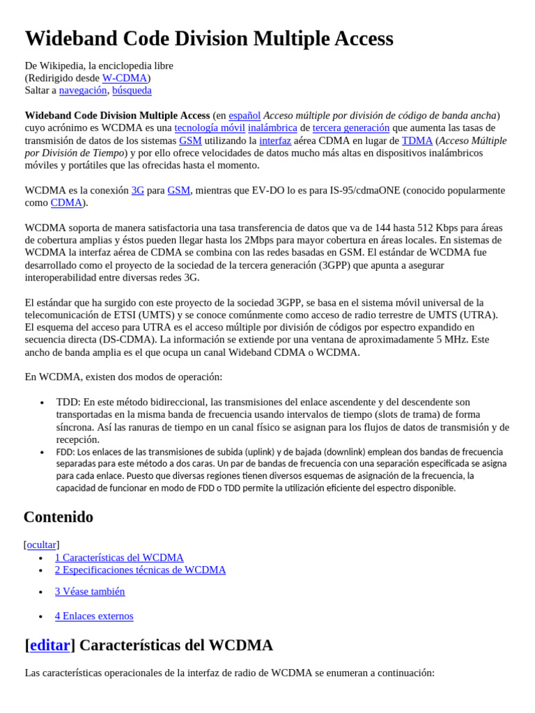 Wcdma | PDF | Duplex (Telecomunicaciones) | 3 G