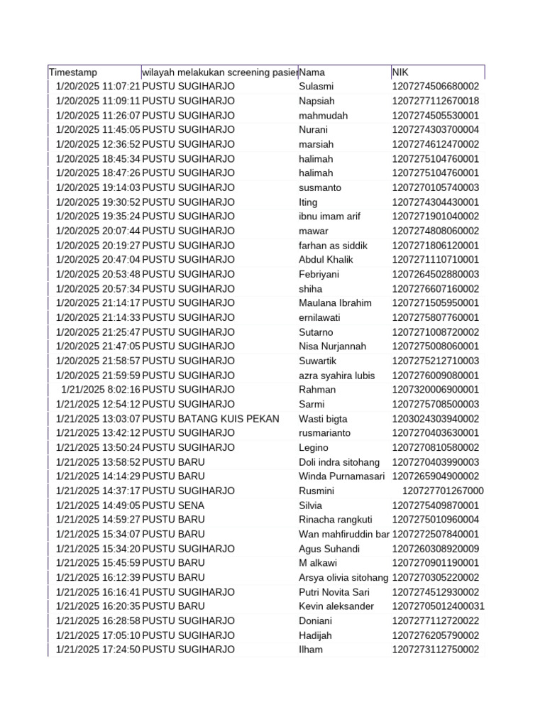 FORMULIR SKRINING TBC (Jawaban) | PDF