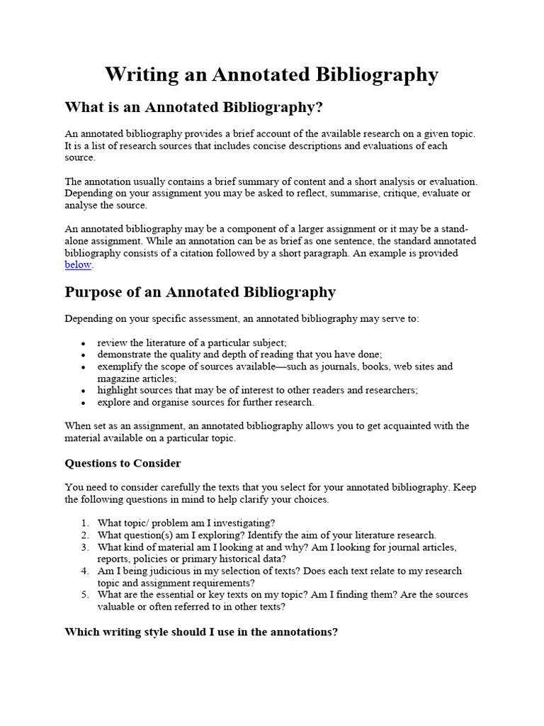 Writing An Annotated Bibliography | PDF | Bibliography | Annotation