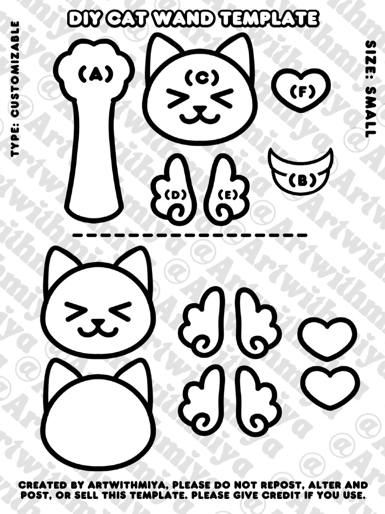 DIY SMALL Cat Wand Template! (Customizable) | PDF
