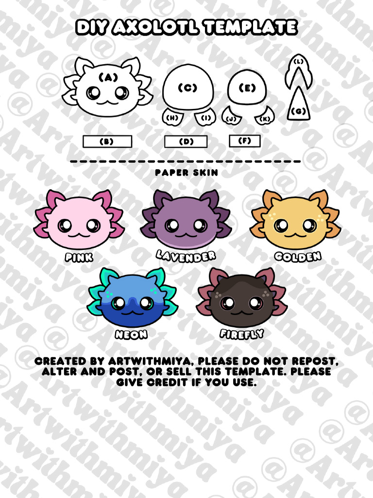 DIY Axolotl Template (Black & White + Color)_2 | PDF