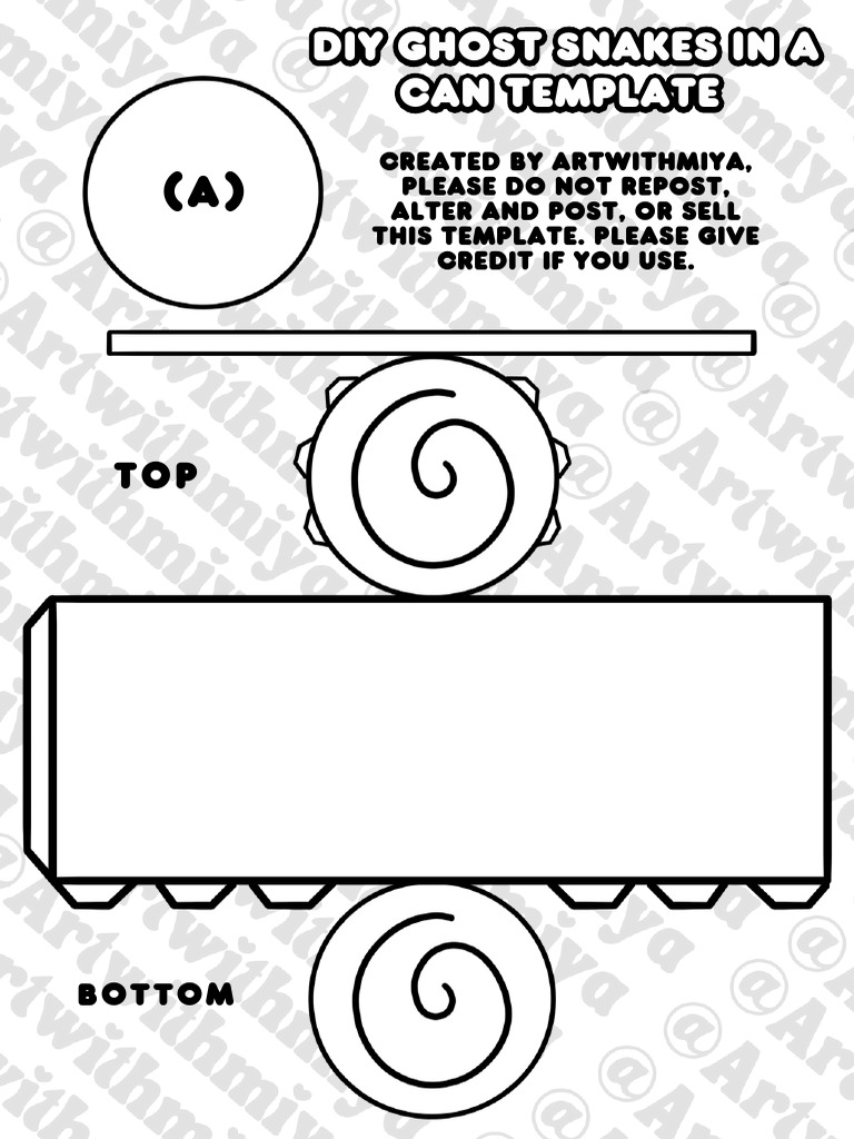 DIY Ghost Snakes in A Can Trinket Template (Color) | PDF